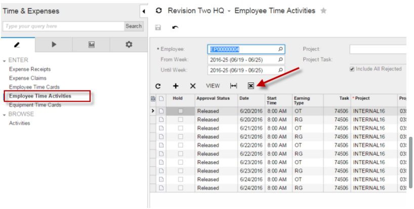 How to make an employee time card posting into Acumatica Cloud ERP - CASERV