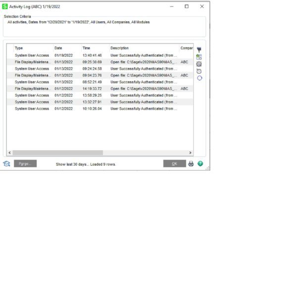 Sage 100Cloud - Activity Log and How to Use it. - CASERV