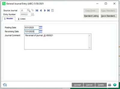 Sage 100 - How to change the date of a Journal Entry. - CASERV